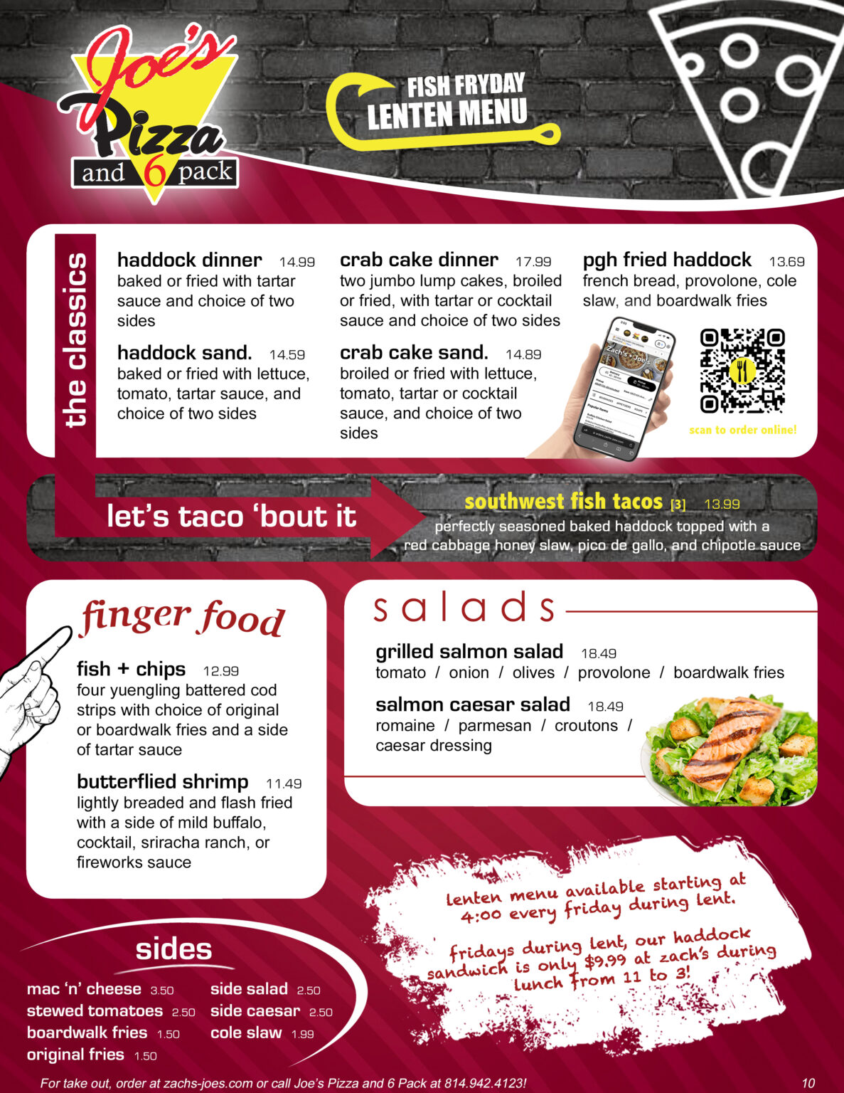 Food Menus (Pizza) – Zach's + Joe's