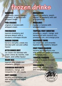 Drink Menus (Zach’s) – Zach's + Joe's