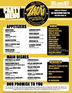 Food Menus (Zach’s) – Zach's + Joe's